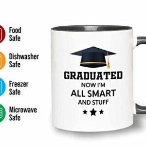 Flairy Land Graduation 2Tone Black Mug 11oz - All Smart and Stuff - Graduation Gifts for Her Senior Graduation College Student College Graduate Classmate MBA Grad