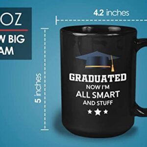 Flairy Land Graduation Coffee Mug 15oz Black - All Smart and Stuff - Graduation Gifts for Her Senior Graduation College Student College Graduate Classmate MBA Grad