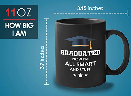 Flairy Land Graduation Coffee Mug 11oz Black - All Smart and Stuff - Graduation Gifts for Her Senior Graduation College Student College Graduate Classmate MBA Grad