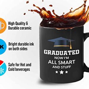 Flairy Land Graduation Coffee Mug 11oz Black - All Smart and Stuff - Graduation Gifts for Her Senior Graduation College Student College Graduate Classmate MBA Grad