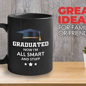 Flairy Land Graduation Coffee Mug 11oz Black - All Smart and Stuff - Graduation Gifts for Her Senior Graduation College Student College Graduate Classmate MBA Grad