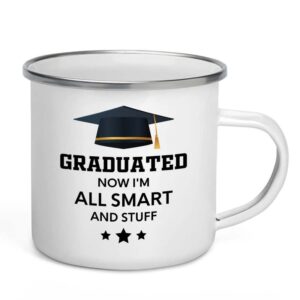 flairy land graduation camper mug 12oz - all smart and stuff - graduation gifts for her senior graduation college student college graduate classmate mba grad