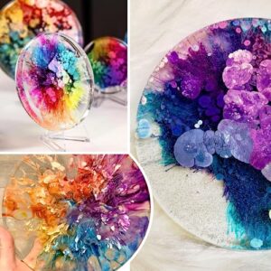 Alcohol Ink Set - 15 Colors High Concentrated Alcohol-Based Ink, Concentrated Epoxy Resin Paint Colour Dye for Resin Petri Dish, Painting, Coaster, Tumbler Cup, Ceramic, Glass, Metal etc. (10ml Each)