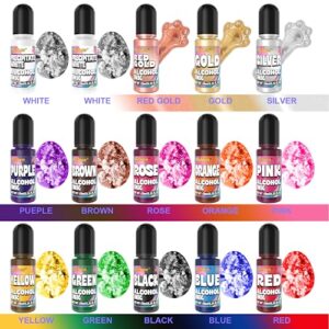 Alcohol Ink Set - 15 Colors High Concentrated Alcohol-Based Ink, Concentrated Epoxy Resin Paint Colour Dye for Resin Petri Dish, Painting, Coaster, Tumbler Cup, Ceramic, Glass, Metal etc. (10ml Each)