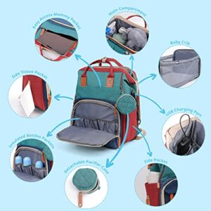 PHEENOWL Diaper Bag Backpack, Waterproof Portable Travel Backpack Tissue Pocket Changing Pad Newborn Baby Essential Baby Bags (Multicolor)