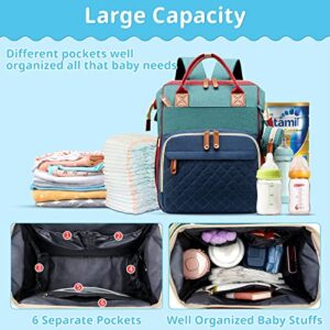 PHEENOWL Diaper Bag Backpack, Waterproof Portable Travel Backpack Tissue Pocket Changing Pad Newborn Baby Essential Baby Bags (Multicolor)