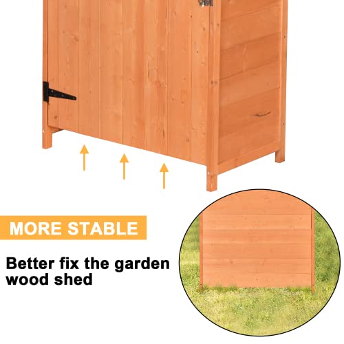 HOUAGI Outdoor Storage Shed,Wood Tool Shed,Waterproof Garden Vertical Wooden Storage, Cabinet with Lockable,Doors for Garden, Patio, Backyard, Backyard, Patio, Lawn, Meadow, Farmland