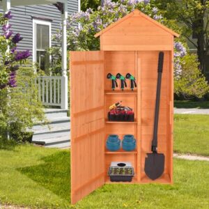 HOUAGI Outdoor Storage Shed,Wood Tool Shed,Waterproof Garden Vertical Wooden Storage, Cabinet with Lockable,Doors for Garden, Patio, Backyard, Backyard, Patio, Lawn, Meadow, Farmland