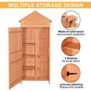 HOUAGI Outdoor Storage Shed,Wood Tool Shed,Waterproof Garden Vertical Wooden Storage, Cabinet with Lockable,Doors for Garden, Patio, Backyard, Backyard, Patio, Lawn, Meadow, Farmland