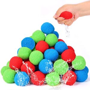 reusable water balloons, 70 pcs water balls, cotton balls for water fight outdoor, splash summer fun toys for kids outside, water soaker balls for pool trampoline and beach, summer activities balls