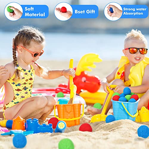 Reusable Water Balloons, 70 Pcs Water Balls, Cotton Balls for Water Fight Outdoor, Splash Summer Fun Toys for Kids Outside, Water Soaker Balls for Pool Trampoline and Beach, Summer Activities Balls