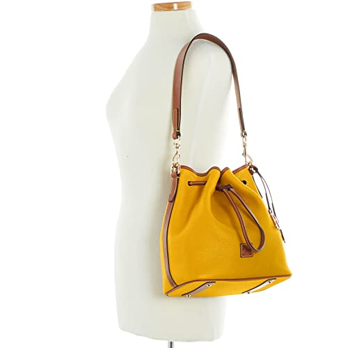 Dooney & Bourke Handbag, Pebble Grain Drawstring - Mustard