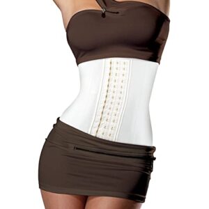 waist cinchers,underbust latex sport girdle,white waist trainer for women,hourglassbody,corset belt with steel bones hooks (white, xxx-large)