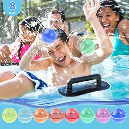 【8-pack】Reusable Water Balloons Fast Refillable for Kids Outdoor Activities, Kids Pool Beach Bath Toys, Magnetic Self-Sealing Water Bomb Quick Fill for Summer Games