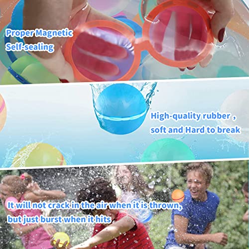 【8-pack】Reusable Water Balloons Fast Refillable for Kids Outdoor Activities, Kids Pool Beach Bath Toys, Magnetic Self-Sealing Water Bomb Quick Fill for Summer Games