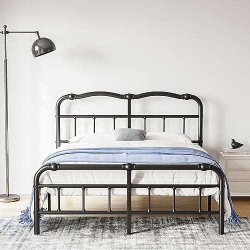 EZBeds King Size Bed Frame with Headboard and Footboard, 14 Inch High, Heavy Duty Bed Frame No Box Spring Needed, Easy Assembly, Noise-Free, Under Bed Storage, Black