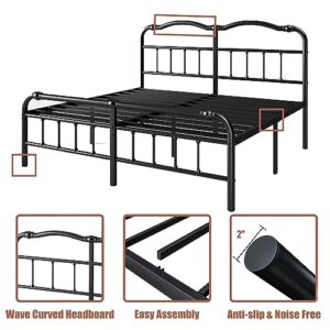 EZBeds King Size Bed Frame with Headboard and Footboard, 14 Inch High, Heavy Duty Bed Frame No Box Spring Needed, Easy Assembly, Noise-Free, Under Bed Storage, Black