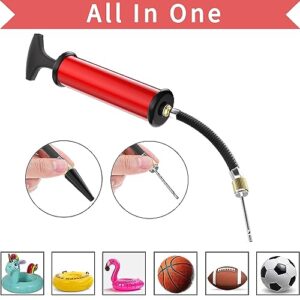 Ball Pump, Sports Ball Pump with 5 Needles, Nozzle, Extension Hose, Carry Bag, Push & Pull Inflator System, Perfect for Volleyball, Basketball, Football, Soccer, Water Polo, Swim Inflatables