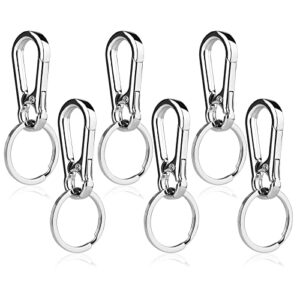 kinmingzhu 6 pack hook clip with key rings, metal keyring keychain key ring chain holder organizer for car and keys finder