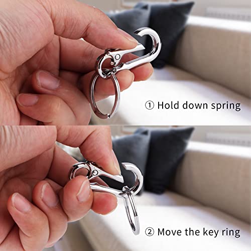 KINMINGZHU 6 Pack Hook Clip With Key Rings, Metal Keyring Keychain Key Ring Chain Holder Organizer for Car and Keys Finder