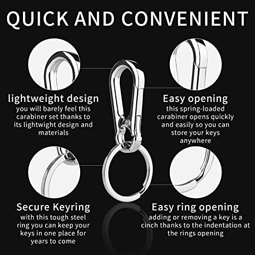 KINMINGZHU 6 Pack Hook Clip With Key Rings, Metal Keyring Keychain Key Ring Chain Holder Organizer for Car and Keys Finder