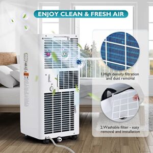 Breezestival Air Conditioner, 9700 BTU Portable Air Conditioner with Fan & Dehumidifier Cools up to 300 sq. Ft, 3-in-1 Portable AC Unit with Remote, 24H Timer&Sleep Mode, LED Display, White