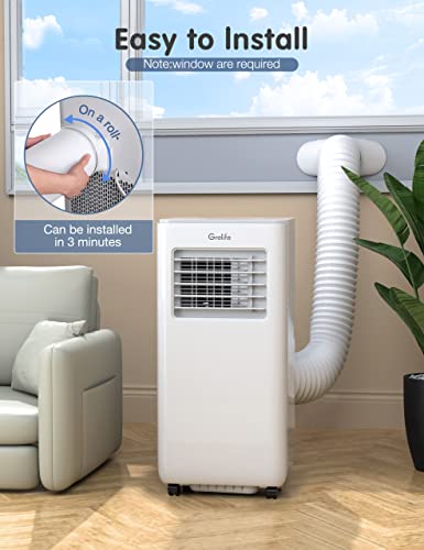 Portable Air Conditioners,Grelife 8000BTU 4-in-1 AC Unit with Fan,Heat&Dehumidifier,Powerful Cooling up to 350 sq.ft,Portable AC with Smart/Sleep Mode,LED Display,Remote Control,48dB Quiet,24H Timer