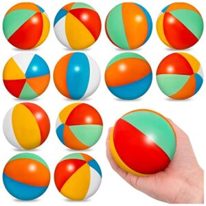 clesdf mini beach stress balls, 9pcs rainbow relief stress ball, swimming pool game toy foam pu balls for hawaiian beach birthday party favor