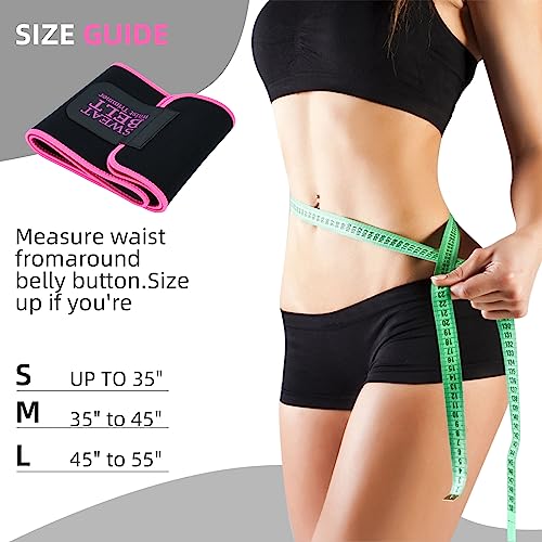 ZPP Waist Trimmer Belt for Women and Men, Sweat Band Waist Trainer Belt, Belt Tummy Toner Low Back and Lumbar Support with High-Intensity Training & Workouts (Pink M)