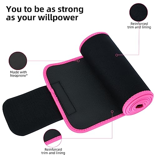 ZPP Waist Trimmer Belt for Women and Men, Sweat Band Waist Trainer Belt, Belt Tummy Toner Low Back and Lumbar Support with High-Intensity Training & Workouts (Pink M)