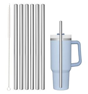 stainless steel straw replacement for stanley 40 oz 30 oz adventure quencher travel tumbler cup, 6 pack reusable straws with cleaning brush compatible with stanley tumbler cup accessories