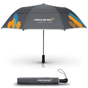 weatherman x mclaren f1 racing collapsible umbrella | limited edition | stormproof, uv protection, heat-reducing for rainy days (anthracite race car style)