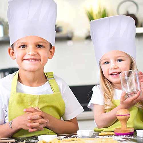 ESHATO 20 Pack Paper Chef Hats for Kids, Adults, Adjustable Home Kitchen Toque Cap Bulk Set for Cooking, Baking, Party Favors White