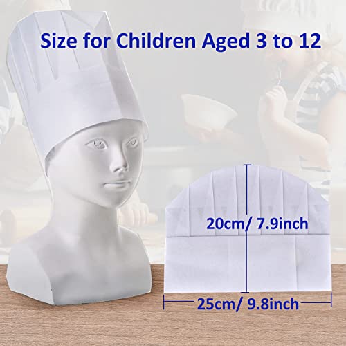 ESHATO 20 Pack Paper Chef Hats for Kids, Adults, Adjustable Home Kitchen Toque Cap Bulk Set for Cooking, Baking, Party Favors White