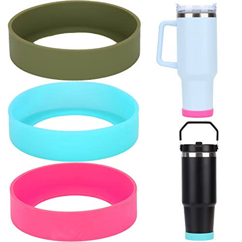 Menetop 3 Pcs Protector Silicone Boot for Stanley Quencher Adventure 40oz&IceFlow 20/30oz, Water Bottle Bottom 7cm Sleeve Cover Compatible with Stanley Tumbler