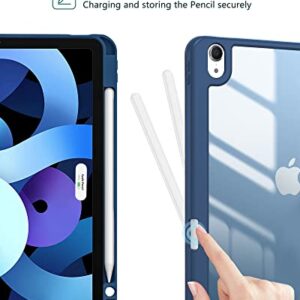 ProCase Case for iPad Air 5th Generation 2022 / iPad Air 4th Generation 2020 10.9 Inch with Pen Holder, Smart Case Cover with Transparent Back Shell Protective Case Compatible with iPad Air 5 4 - Blue