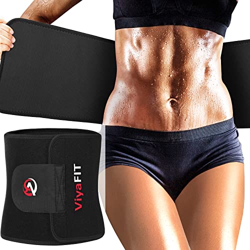 Viyafit Waist Trimmer Belt, Premium Waist Trainer for Women & Men Weight Loss Red