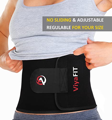 Viyafit Waist Trimmer Belt, Premium Waist Trainer for Women & Men Weight Loss Red