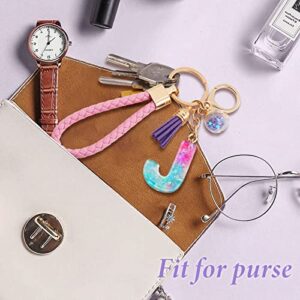 Wocide Initial Letter Keychain for Women Cute Keychains Aesthetic Girly Resin Alphabet Monogram Key Chain Charm for Car Keys Girls Kids Backpacks Purse Bag Charms for Handbags(Letter J)