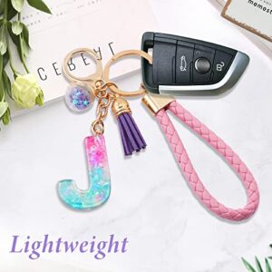 Wocide Initial Letter Keychain for Women Cute Keychains Aesthetic Girly Resin Alphabet Monogram Key Chain Charm for Car Keys Girls Kids Backpacks Purse Bag Charms for Handbags(Letter J)