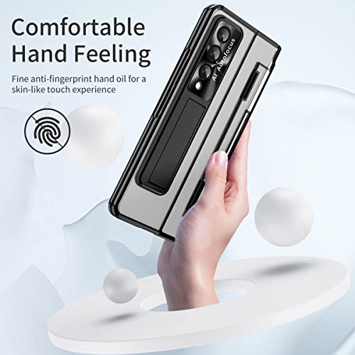 Clear Case for Samsung Galaxy Z Fold 3 5G with Kickstand,360 Protection Built-in Screen Protector Dustproof Shockproof Case Cover Compatible with Samsung Galaxy Z Fold 3 5G(Black)