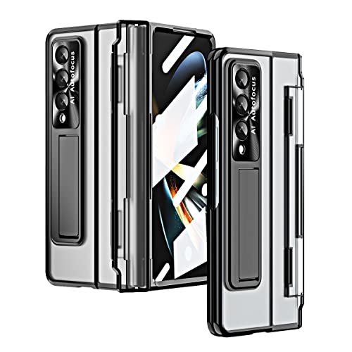 Clear Case for Samsung Galaxy Z Fold 3 5G with Kickstand,360 Protection Built-in Screen Protector Dustproof Shockproof Case Cover Compatible with Samsung Galaxy Z Fold 3 5G(Black)