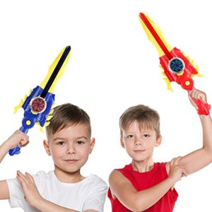 MEDMHSMA Bey Battling Top Burst Gyro Sword Launcher Toy Set, 2 Spinning Top and 1 Blue Sword Launcher, Battle Game Set Toys for Kids Children Boys Ages 8+