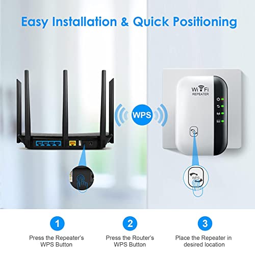 WiFi Extender, WiFi Range Extender Signal Booster up to 3000sq.ft and 30 Devices, WiFi Repeater Internet Booster for Home, 1-Tap Setup, Supports Ethernet Port, Access Point