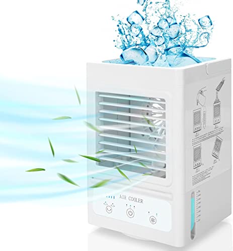 Portable Air Conditioner, 5000mAh Rechargeable Battery AC, 120° Oscillation 700ml Water Tank with 3 Wind Speeds, Perfect for Bedroom, Home, Office, Camping, Travel