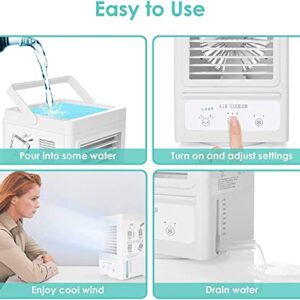 Portable Air Conditioner, 5000mAh Rechargeable Battery AC, 120° Oscillation 700ml Water Tank with 3 Wind Speeds, Perfect for Bedroom, Home, Office, Camping, Travel