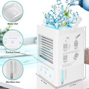 Portable Air Conditioner, 5000mAh Rechargeable Battery AC, 120° Oscillation 700ml Water Tank with 3 Wind Speeds, Perfect for Bedroom, Home, Office, Camping, Travel