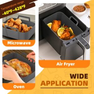 2Pcs Air Fryer Silicone Liners for Ninja Dual, Air Fryer Accessories for DZ201 DZ401, Silicone Airfryer Liners Reusable Replace Disposable Parchment Paper, Kitchen Gadgets Silicone Basket Pot fit 8 QT