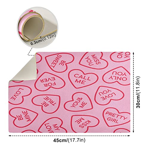 Candy Hearts Pattern Set Dish Drying Mats of Quick Dry Fabric for Kitchen,Heat Resistant Coffee Machine Mat Kitchen Accessories 17.7"x11.8"