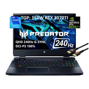 acer predator helios 300 15.6" 2k qhd 240hz gaming laptop (intel i7-12700h 14-core, geforce rtx 3070 ti [tgp: 150w] 8gb, rgb kyb, thunderbolt 4, wifi 6e, win11home) w/hdmi (32gb ram | 1tb pcie ssd)